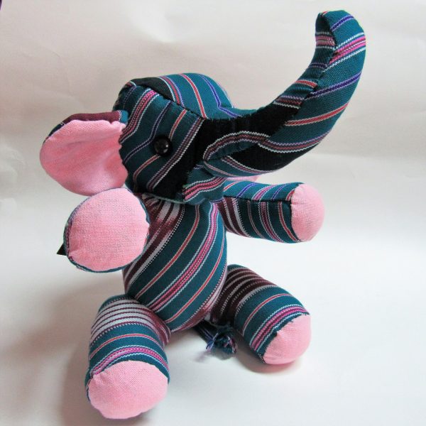 Fair Trade toys - green Elephant toy made of woven fabric
