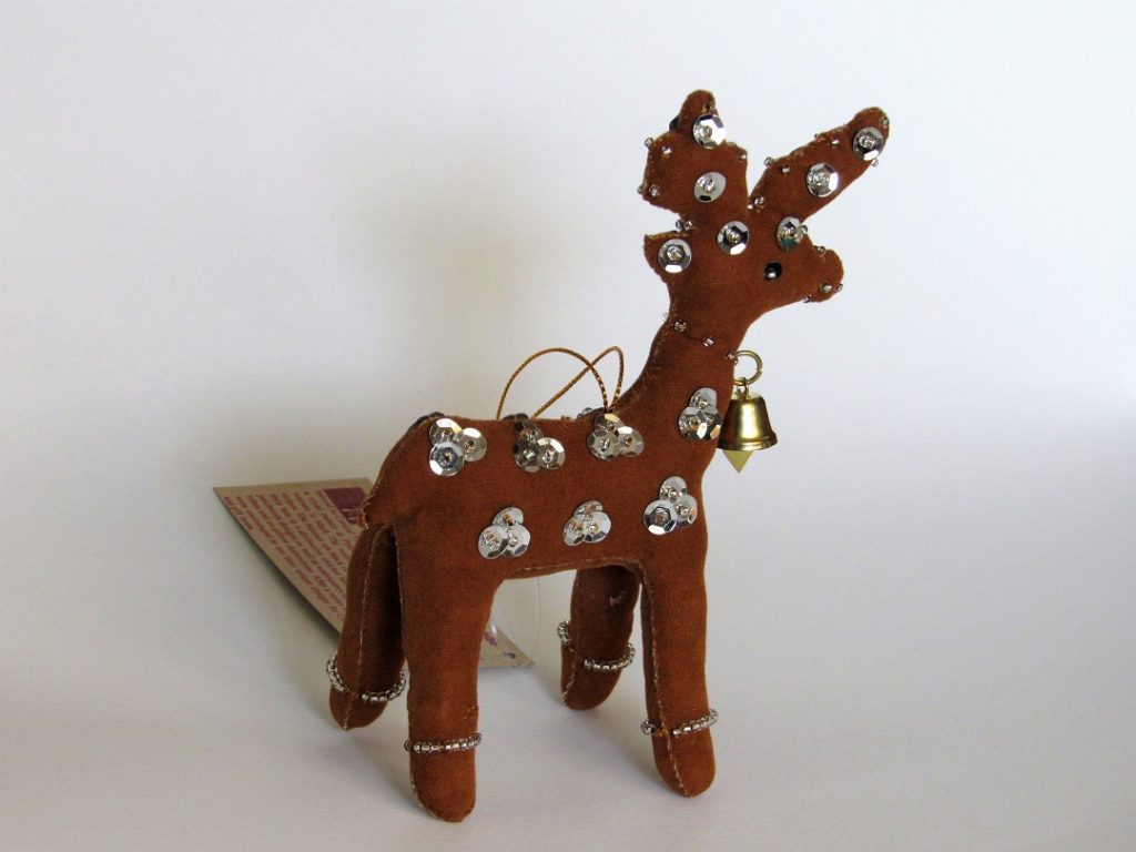 Fair Trade Christmas Ornaments - Standing Reindeer - Thai Tribal Crafts